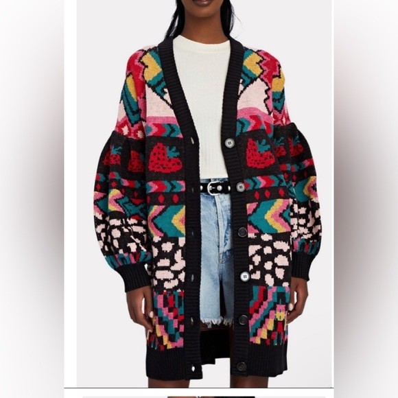 FARM Rio | Sweaters | Farm Rio Crazy Mix Cardigan Xl | Poshmark